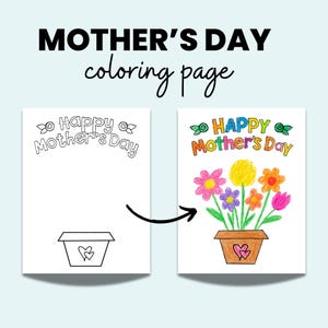 Mother’s Day Coloring Page for Kids | Cute Flower Pot Printable ...