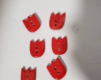 Red Tulip Buttons by Buttons Galore // Flower Novelty Buttons | Etsy