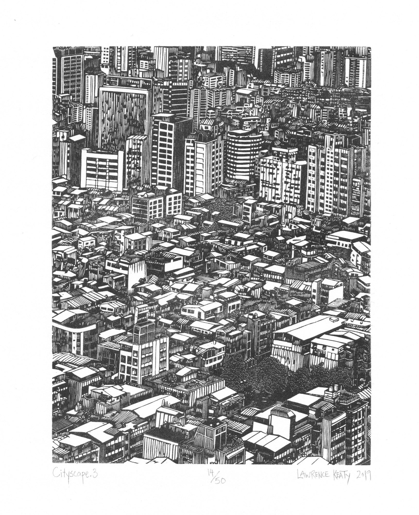 Cityscape 3 Wood Engraving Print | Etsy