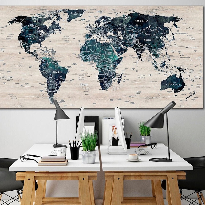 Large Wall World Map - Etsy