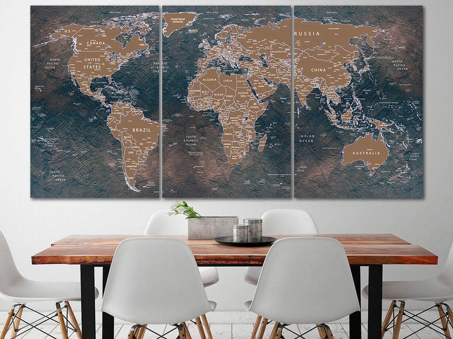 World Map Canvas World Map Decor Large World Map Travel Art - Etsy