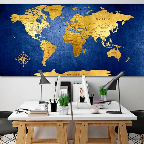 Extra Large Wall Art World Map Exclusive World Map Canvas | Etsy