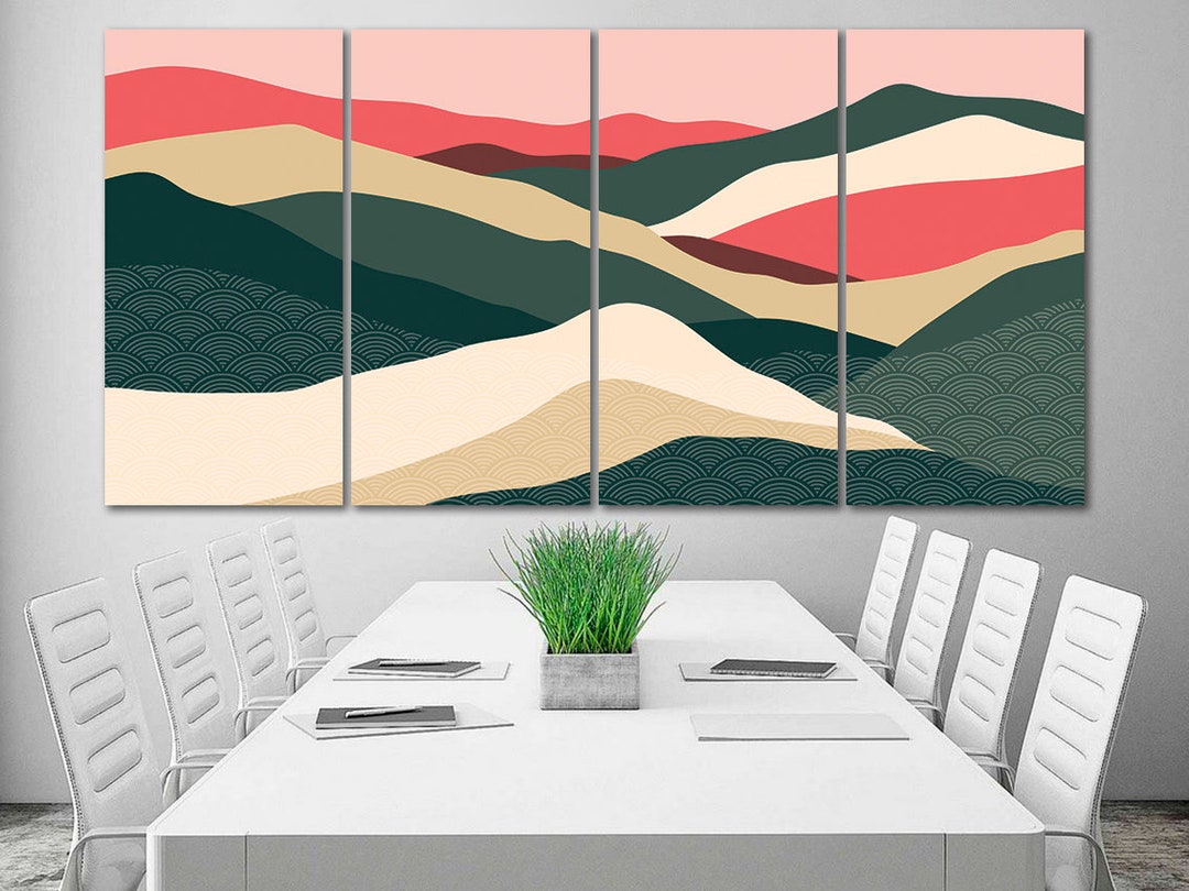 Mountain Boho Style Canvas Bohemian Decor Trand Coulor Scandi Print ...