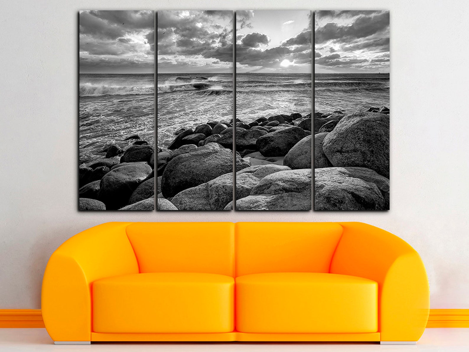 Coast Stones Canvas Sunrise Wall Art Ocean Print Art Landscape - Etsy
