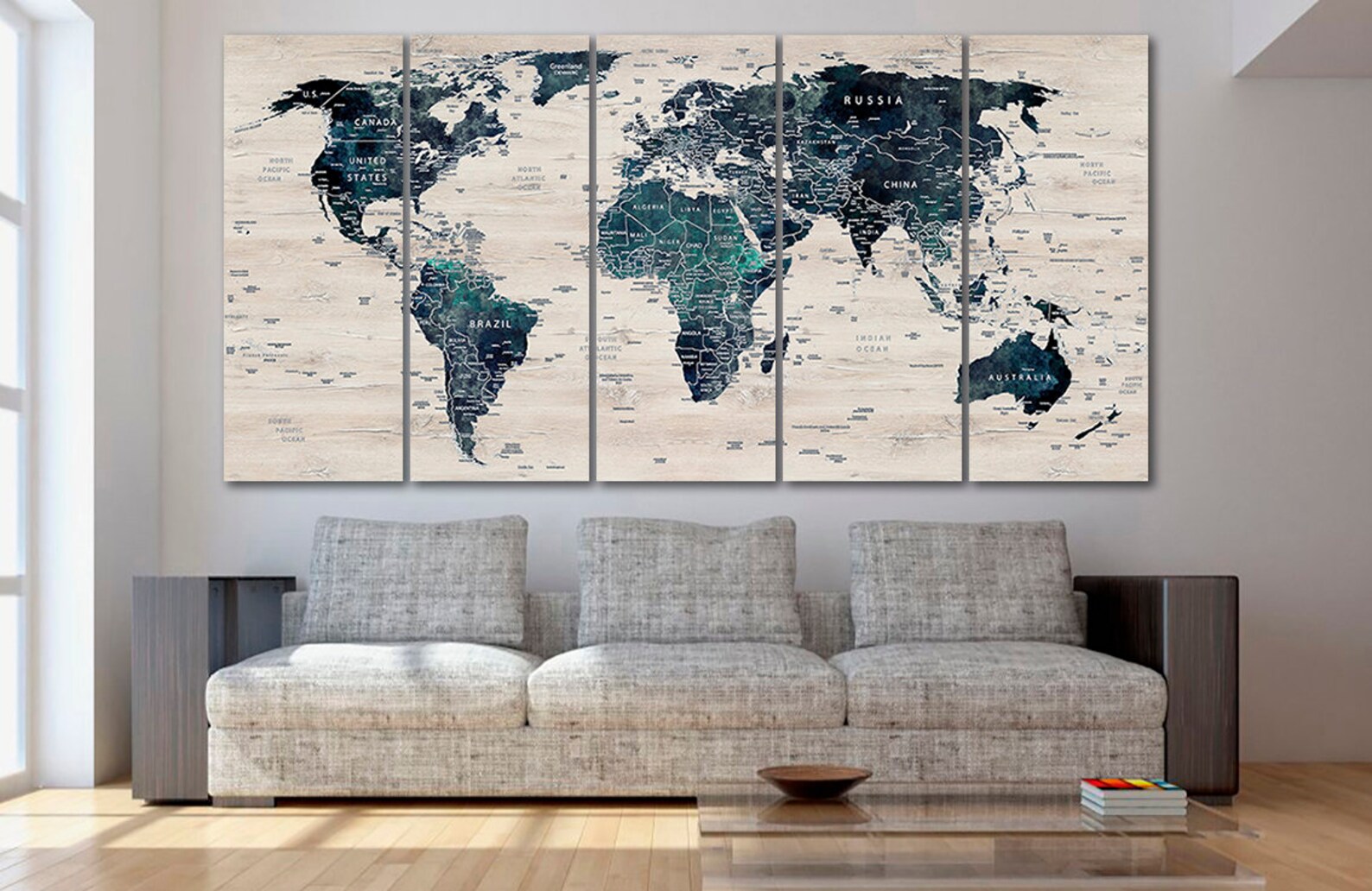 World Map Canvas World Map Decor Large World Map Travel Art - Etsy