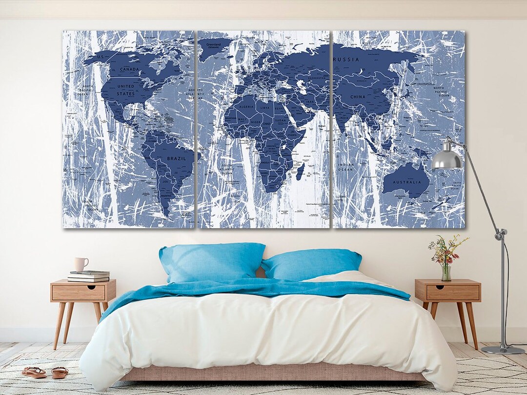 World Map Canvas World Map Decor Large World Map Travel Art - Etsy