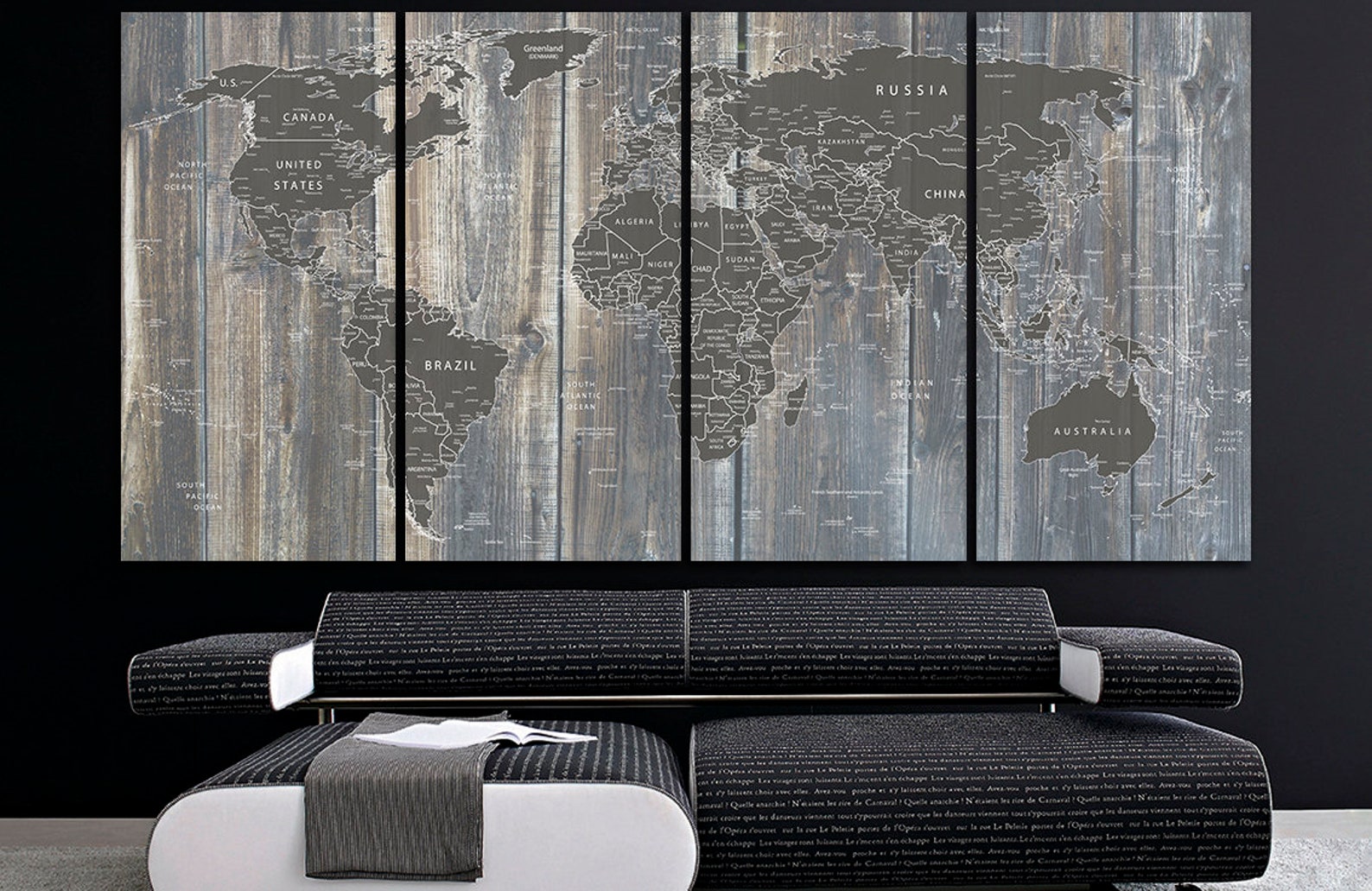 World Map Canvas World Map Decor Large World Map Travel Art | Etsy