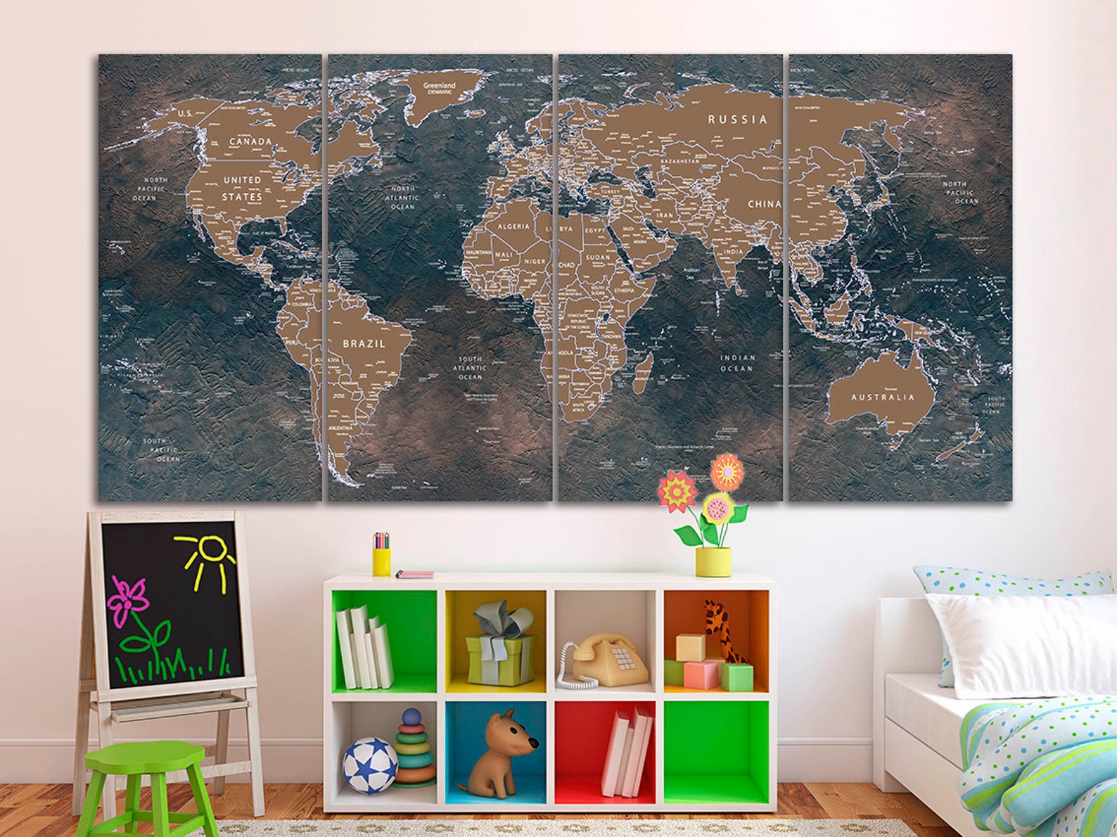 World Map Canvas World Map Decor Large World Map Travel Art | Etsy