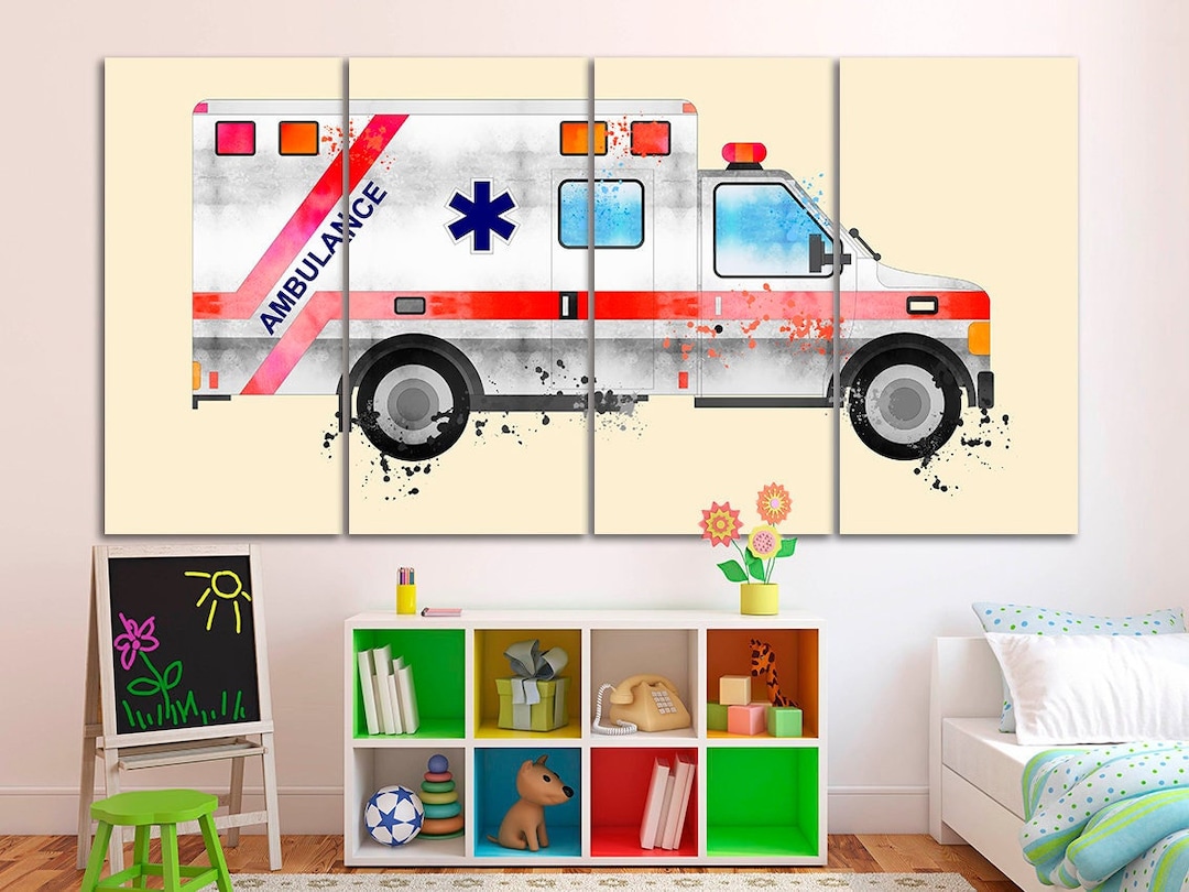 Ambulance Canvas Ambulance Car Print Decor Engine Canvas Nursery Art ...