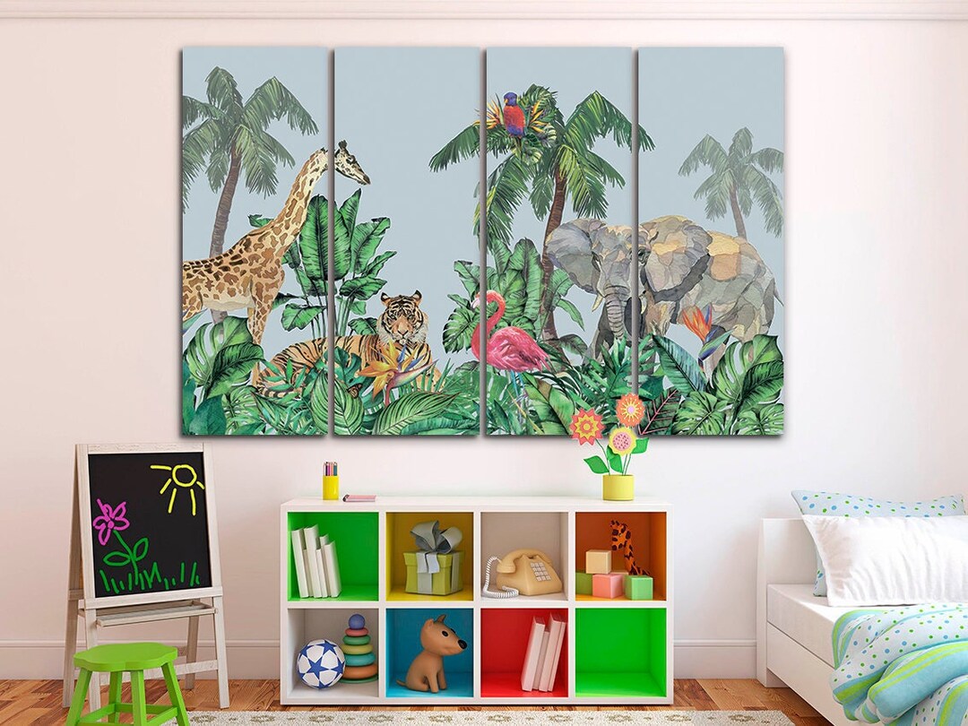 Watercolor Safari Animals Canvas Print: Jungle Nursery Decor - Etsy