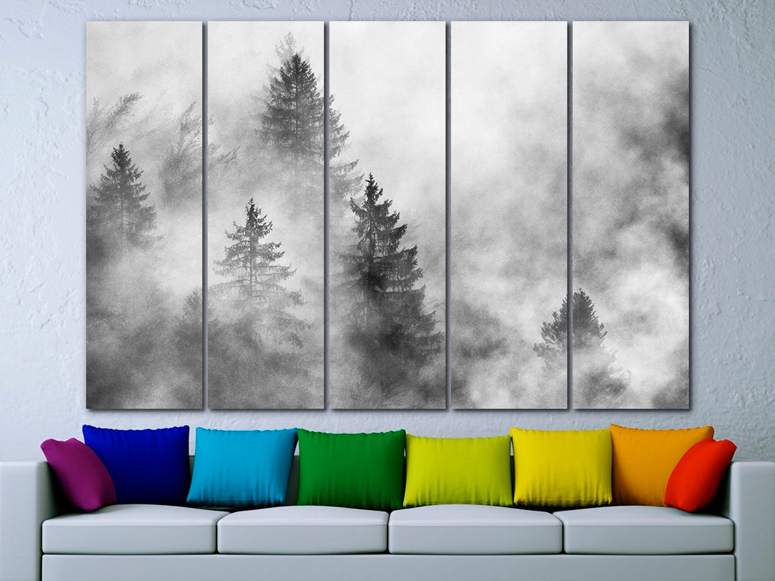 Forest Wall Decor Canvas Wall Art Foggy Forest Print Forest | Etsy