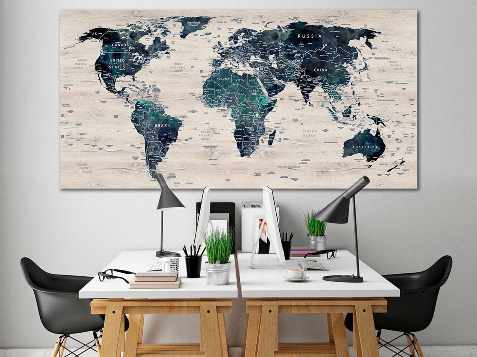 World Map Canvas World Map Decor Large World Map Travel Art - Etsy