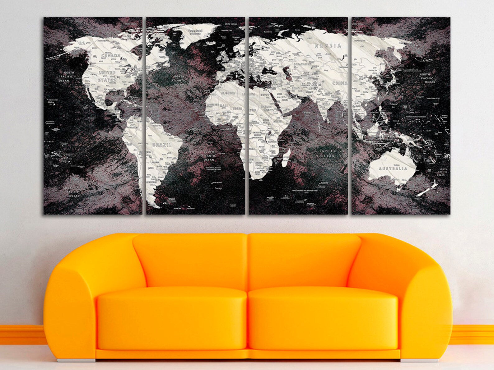 World Map Canvas World Map Decor Large World Map Travel Art - Etsy
