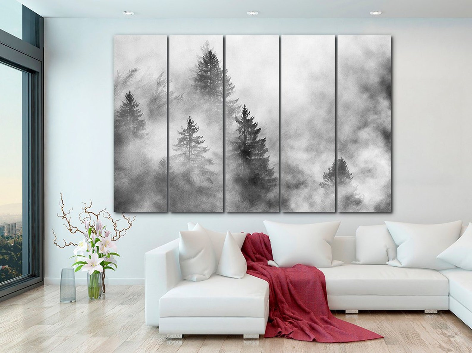 Forest Wall Decor Canvas Wall Art Foggy Forest Print Forest | Etsy