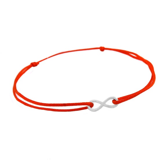 Evil eye protected Red string bracelet Infinity small. Charm | Etsy
