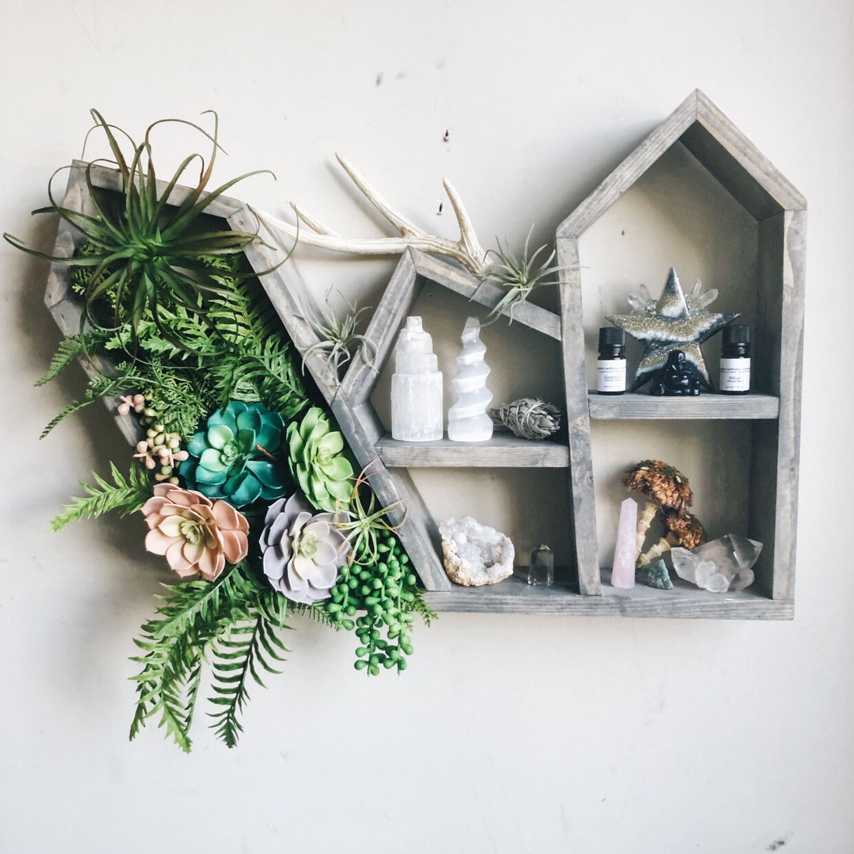 Handmade Crystal-shaped Wooden Shelf, Mystical Altar Decor - Etsy