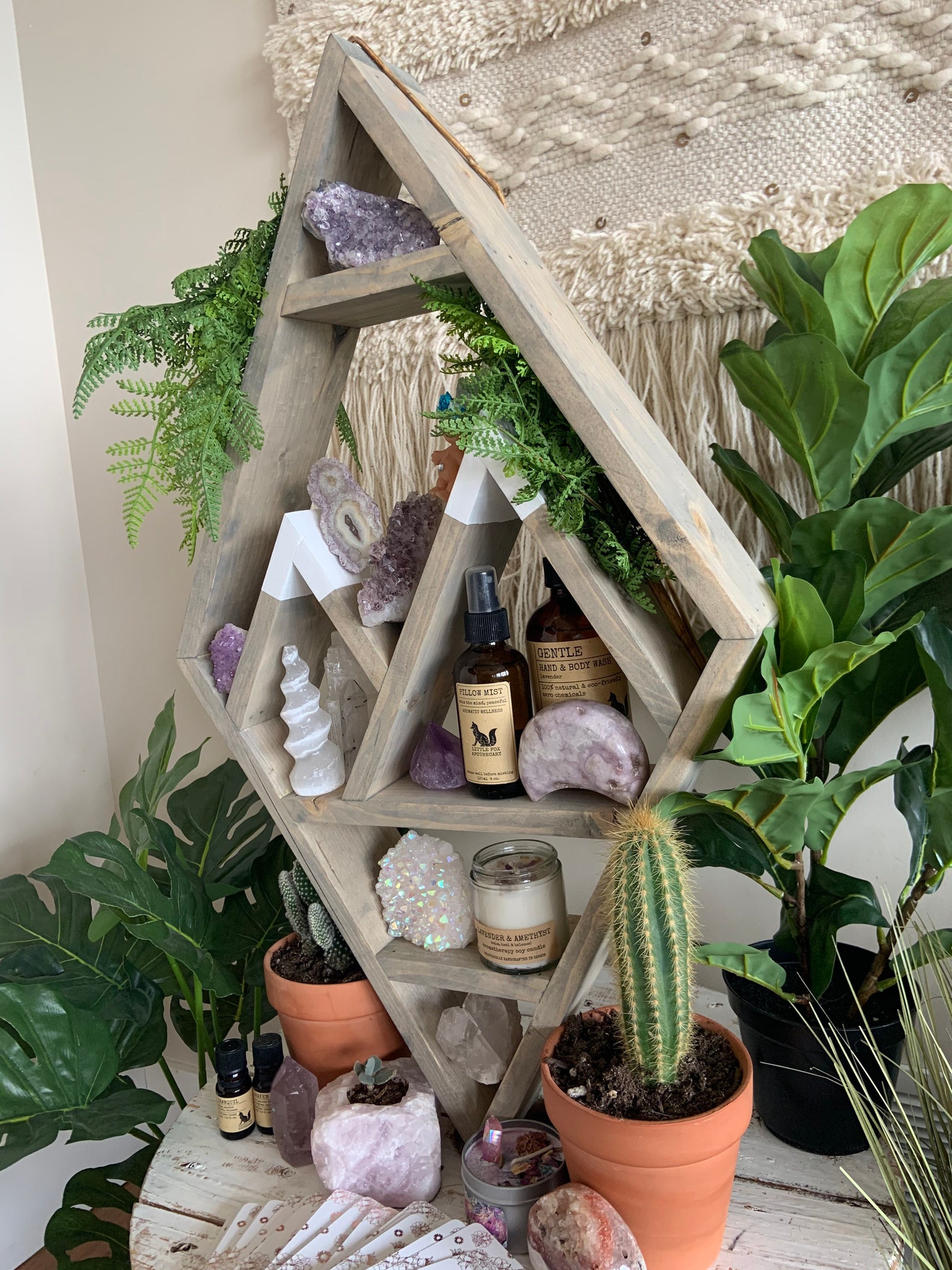 Triangle Shelf Mountain Shelf Diamond Shelf Crystal Shelf | Etsy