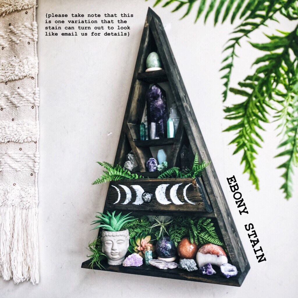 Triangle shelf floating shelf moon phases moon shelf witch | Etsy