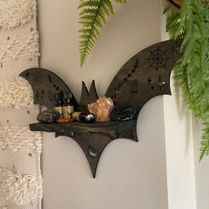 Bat Shelf, Wooden Bat, Halloween Decor, Spooky Art, Autumn, Wood Shelf ...