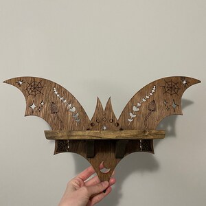 Bat Shelf, Wooden Bat, Halloween Decor, Spooky Art, Autumn, Wood Shelf ...