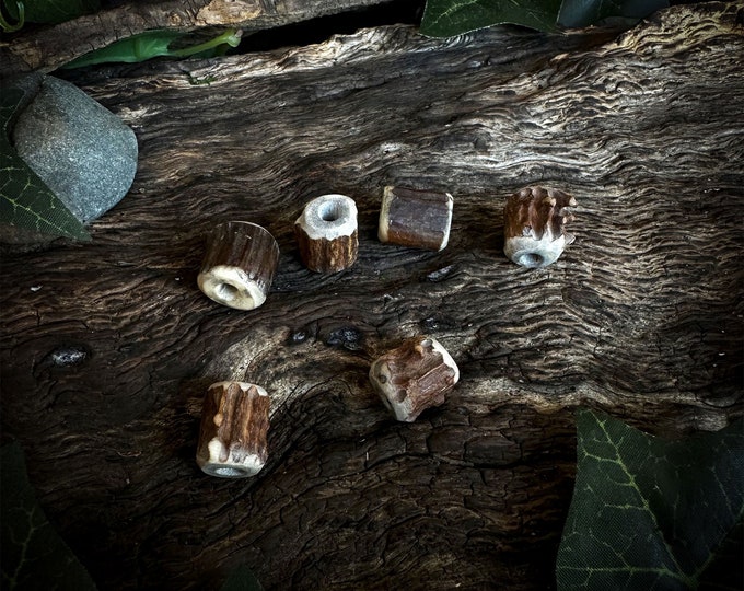Antler Beads - Small, Dark Texture (for Beards, Dreadlocks, Hair, Etc ...