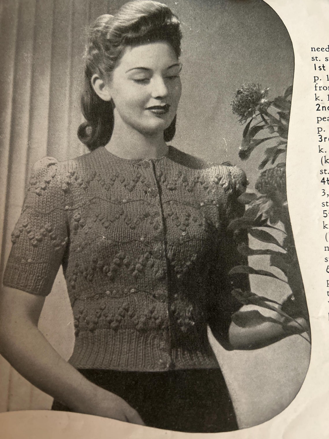 Vintage Ladies 1940s Sunglo Cardigan Knitting Pattern - Etsy