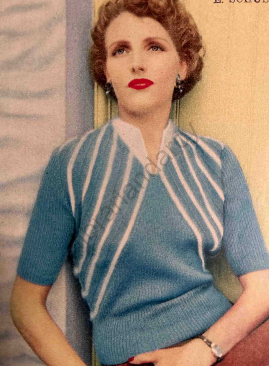 Vintage Ladies 1940s Jumper 35 Inch Bust Knitting Pattern - Etsy