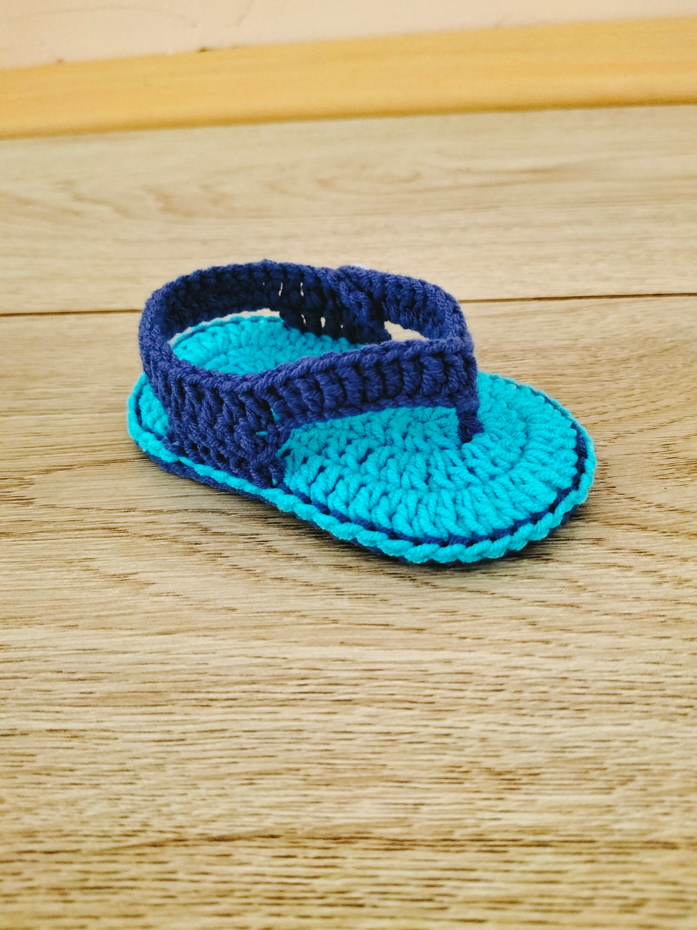 Crochet Baby Flip Flops, Newborn Girl Boy Sandals, Blue Flip Flops ...