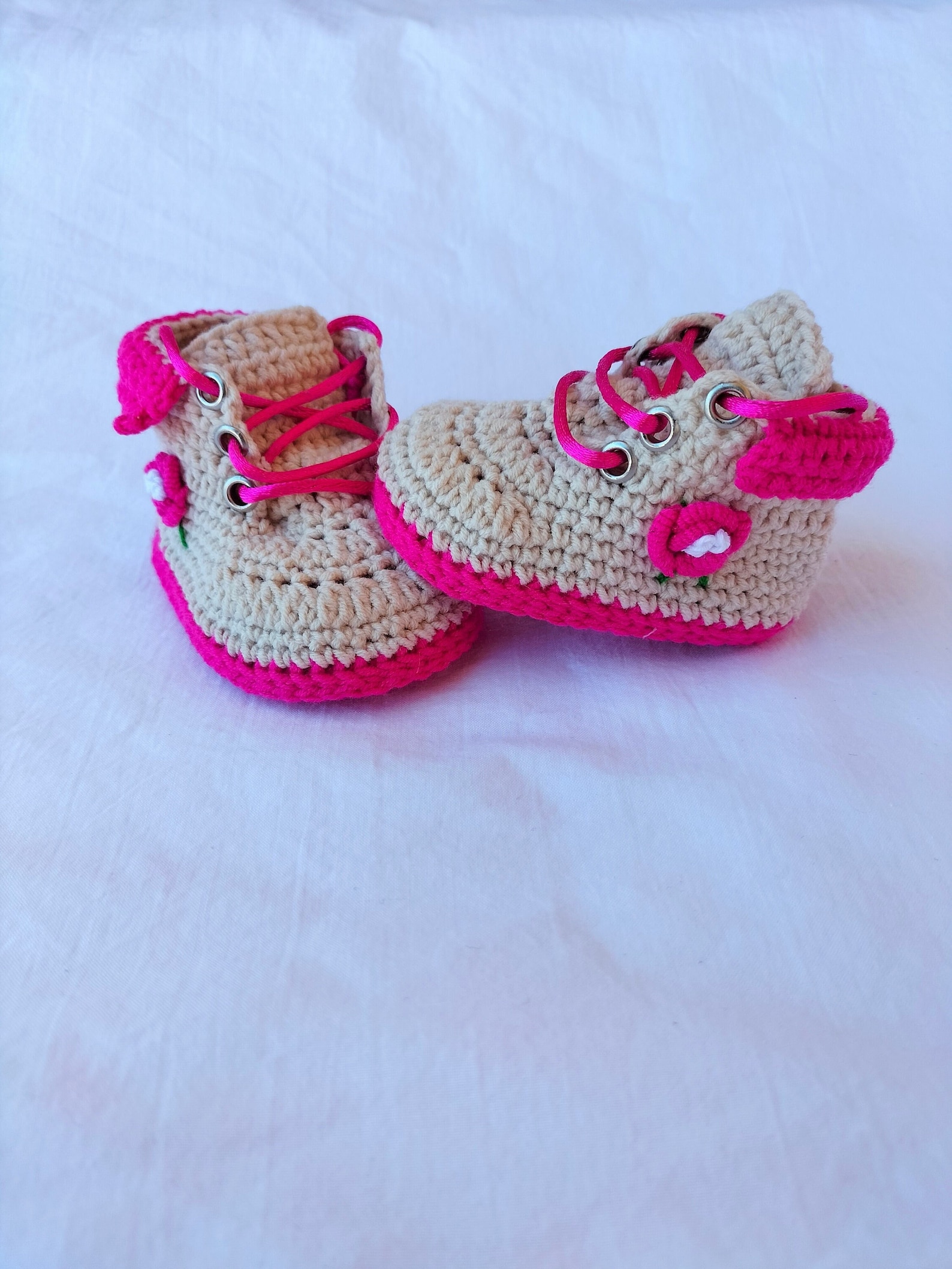 Baby Work Boots, Pink Baby Girl Boots, High Newborn Booties, Embroidery ...