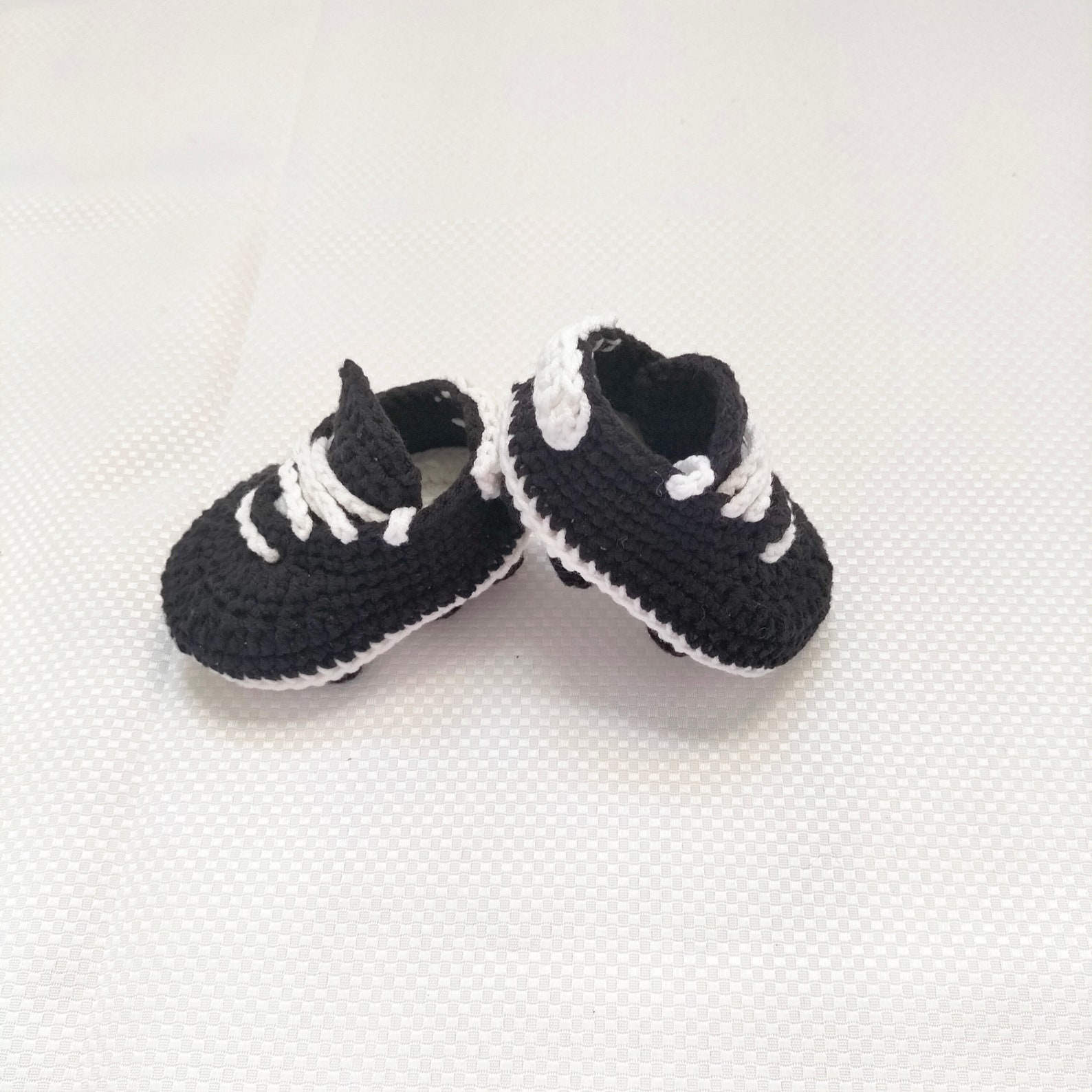 Crochet Baby Cleats, Black Soccer Football Shoes, Unisex Newborn Soccer ...