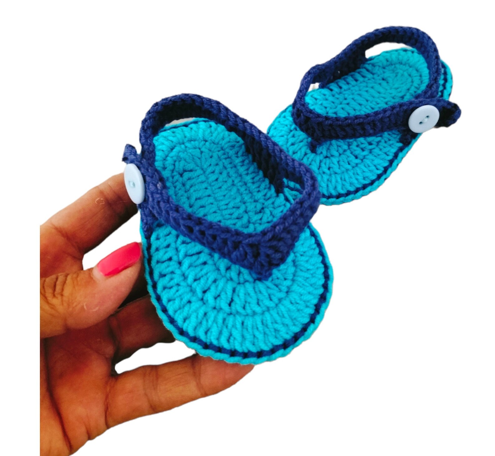 Crochet Baby Flip Flops, Newborn Girl Boy Sandals, Blue Flip Flops ...