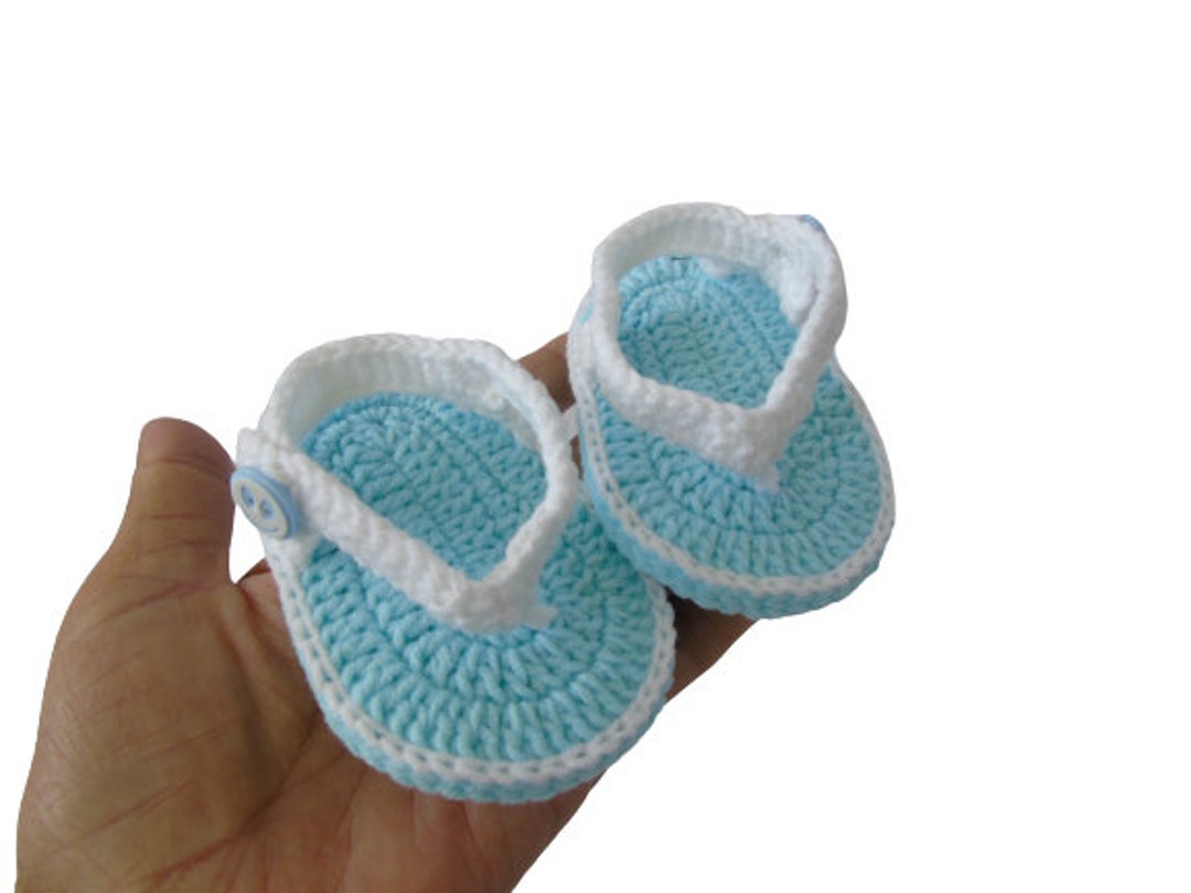 Chanclas de crochet, chanclas para bebé, sandalias azules para bebé ...
