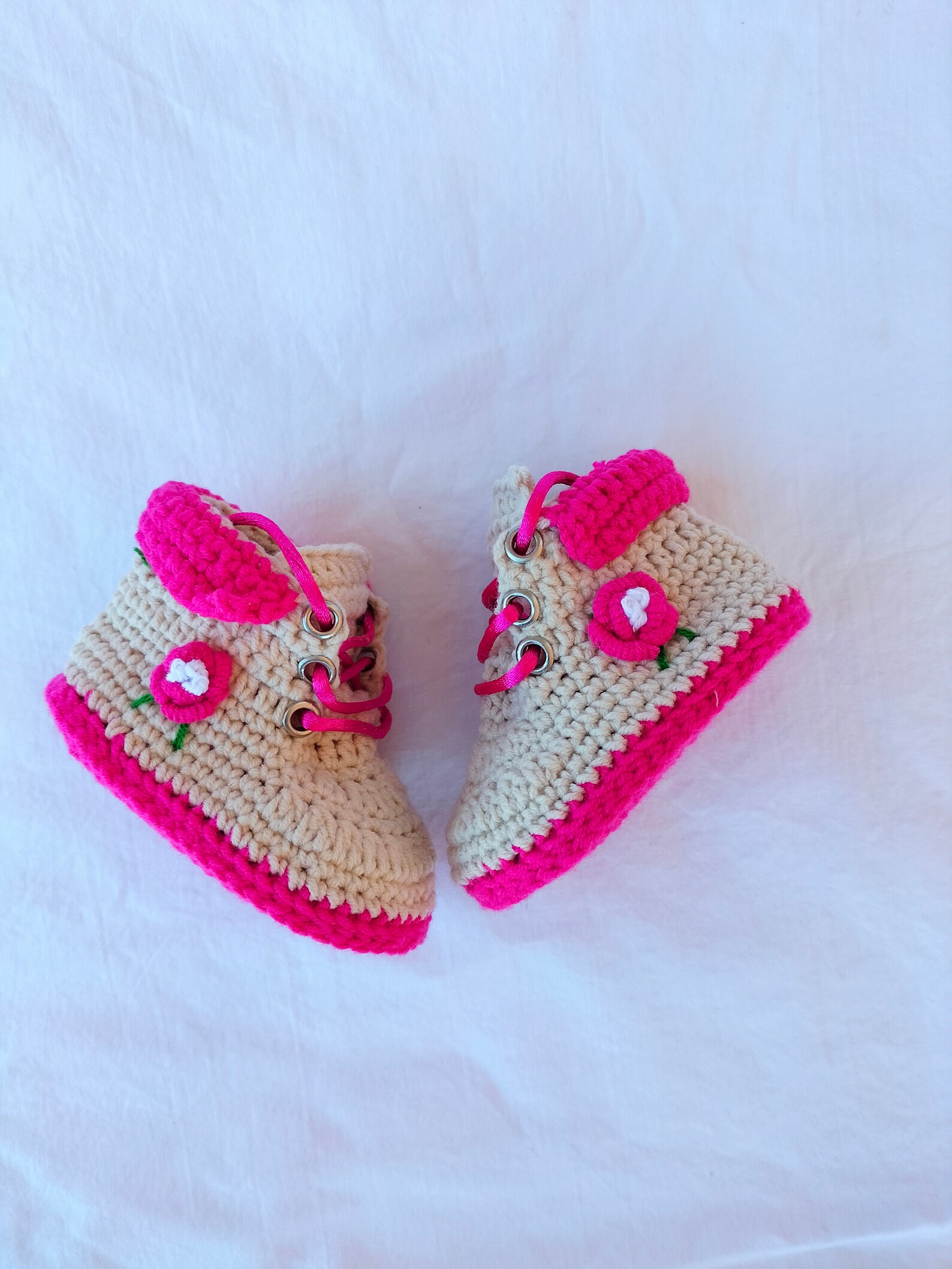 Baby Work Boots, Pink Baby Girl Boots, High Newborn Booties, Embroidery ...