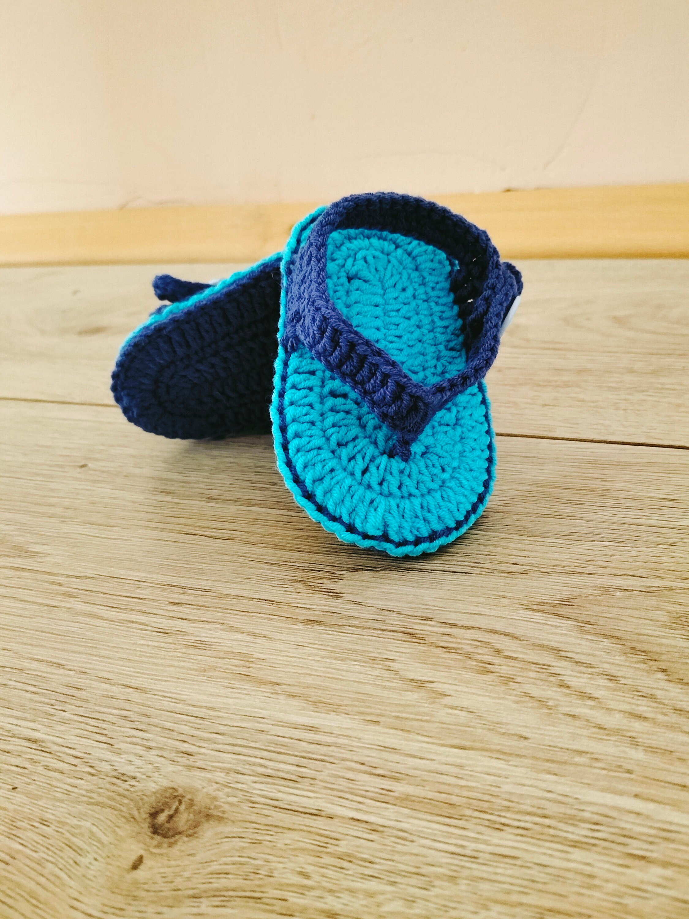 Crochet Baby Flip Flops, Newborn Girl Boy Sandals, Blue Flip Flops ...