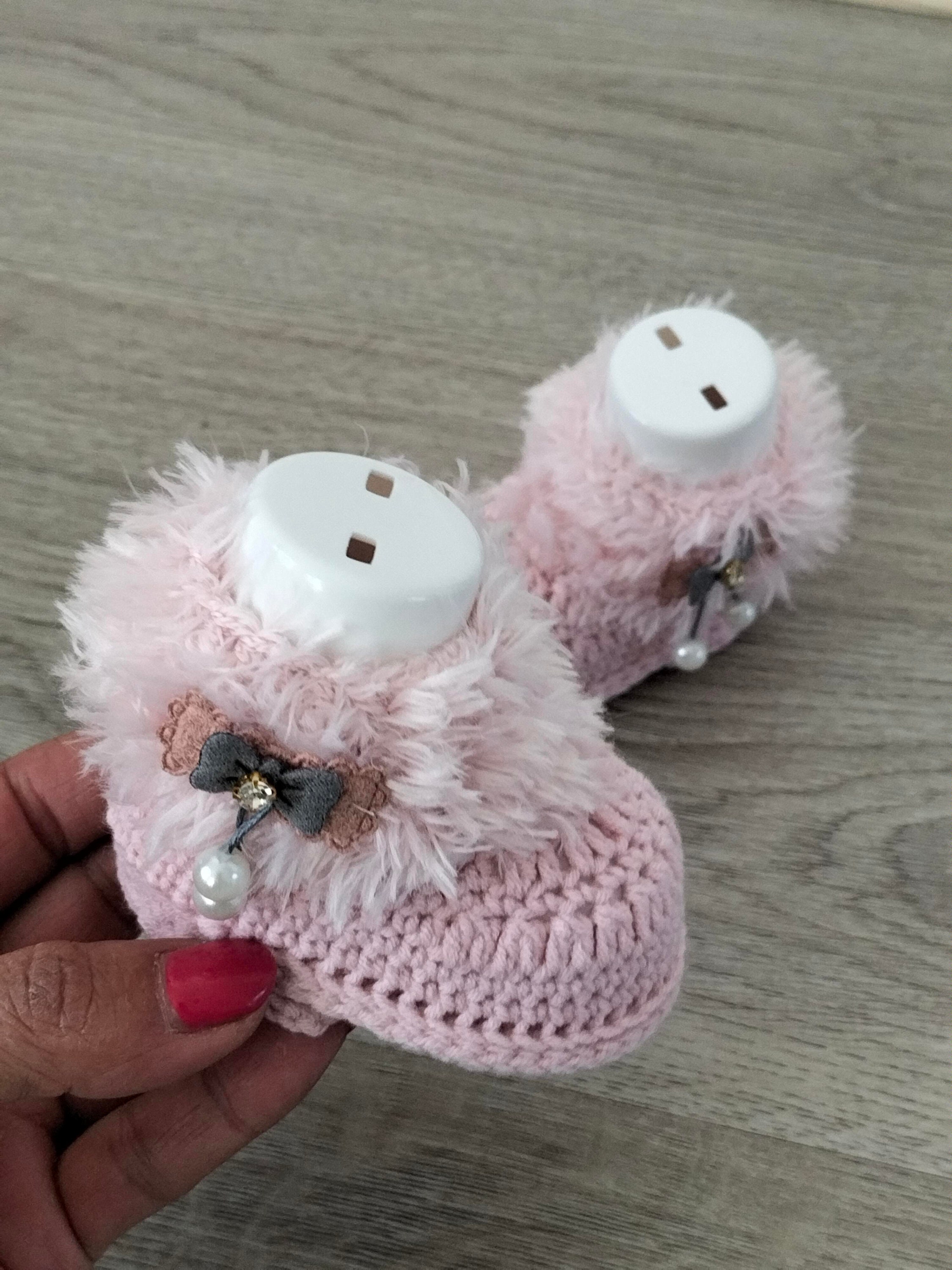 Crochet Baby Work Boots, Pink Baby Girl Boots, Heeled Boots, Cowboy ...