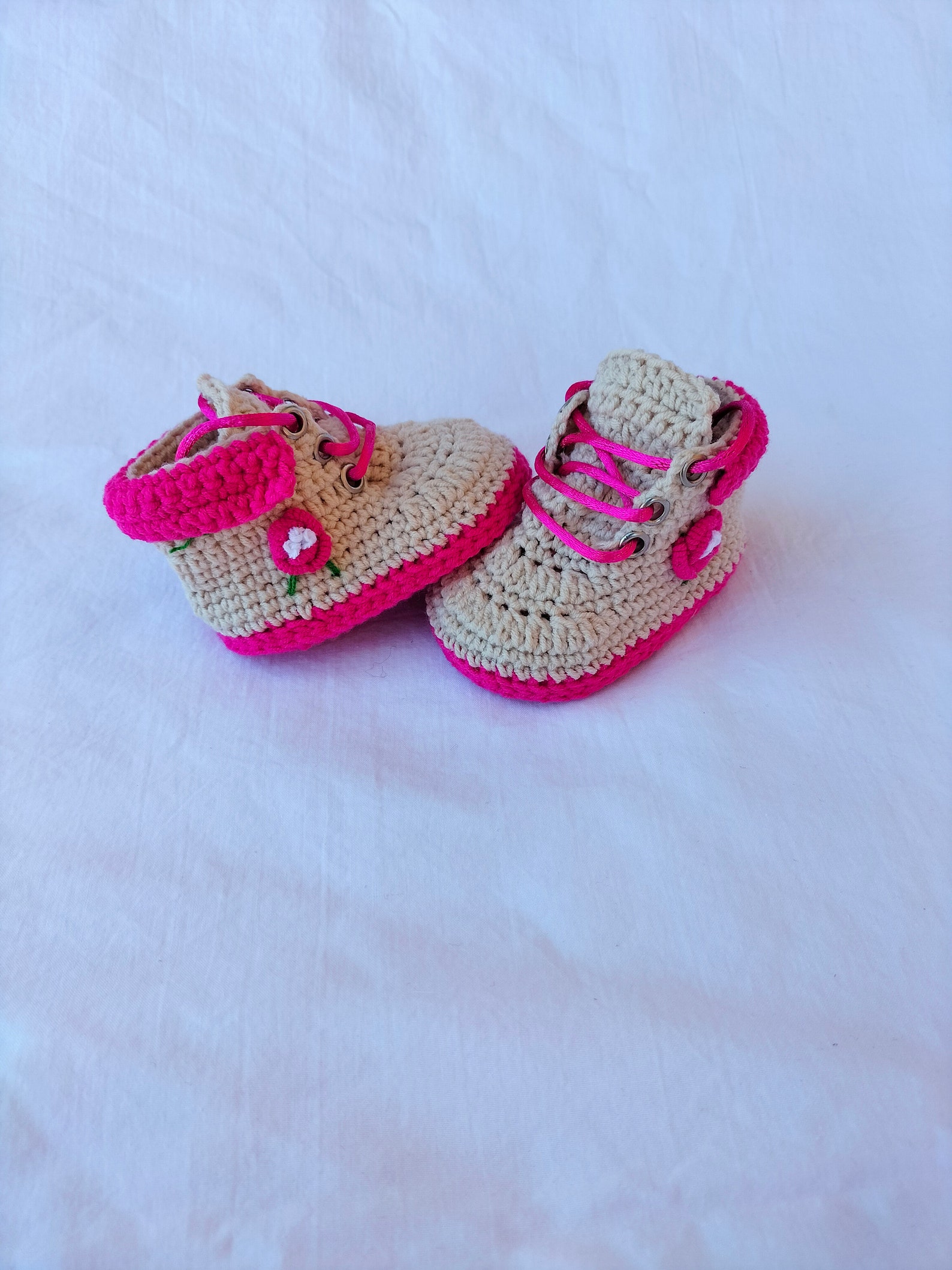 Baby Work Boots, Pink Baby Girl Boots, High Newborn Booties, Embroidery ...
