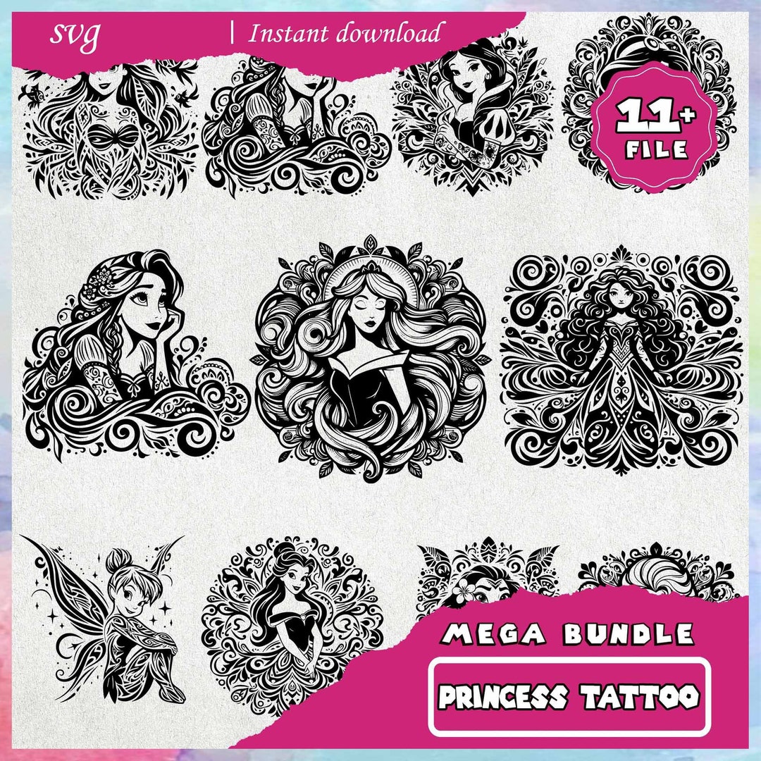 Mega Cartoon Princess Svg Bundle, Princess Cartoon Svg, Intricate ...
