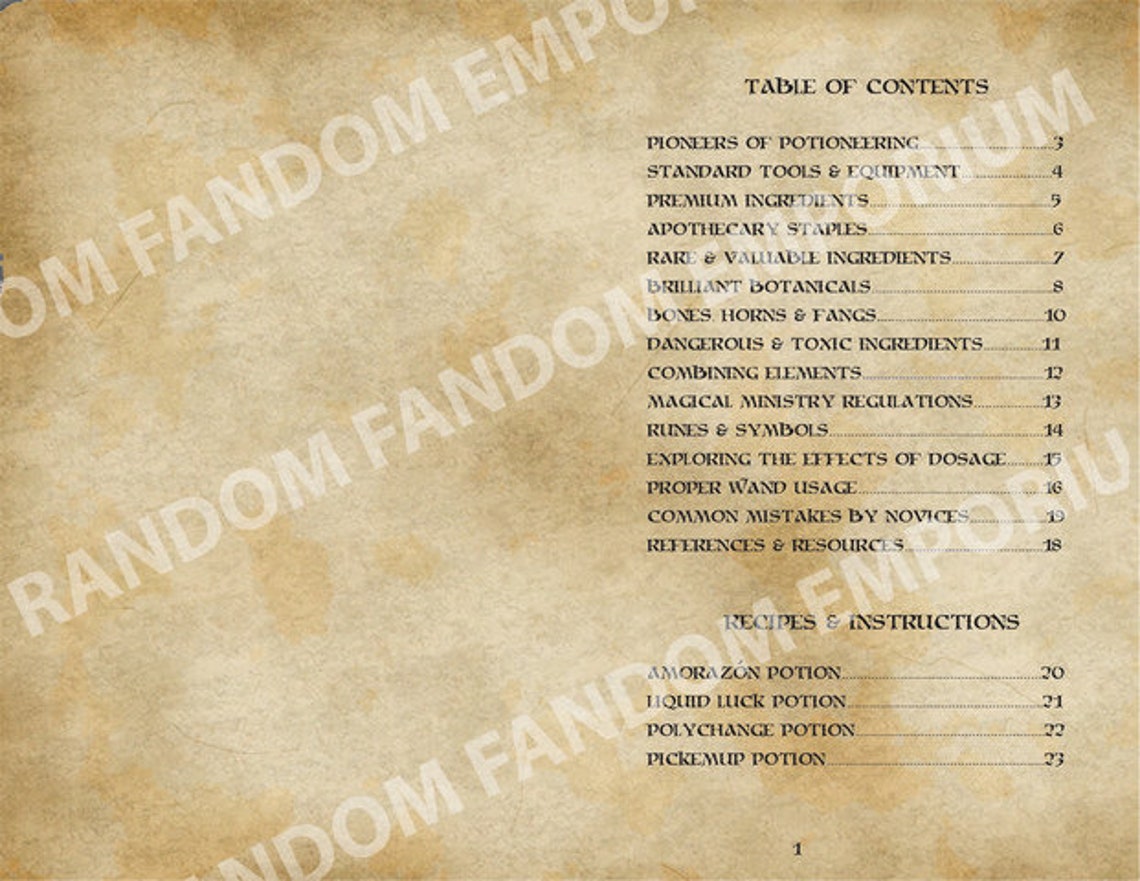 12 24 Pages Printable Magic Potion Book Loose Pages Magical - Etsy Canada