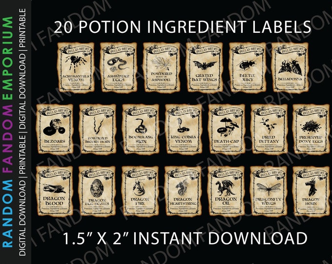 20 Printable Magic Potion Labels, Magical Witch & Wizard Accessory ...