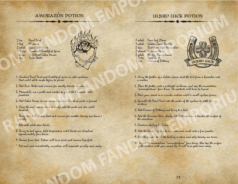 12 24 Pages Printable Magic Potion Book Loose Pages Magical - Etsy