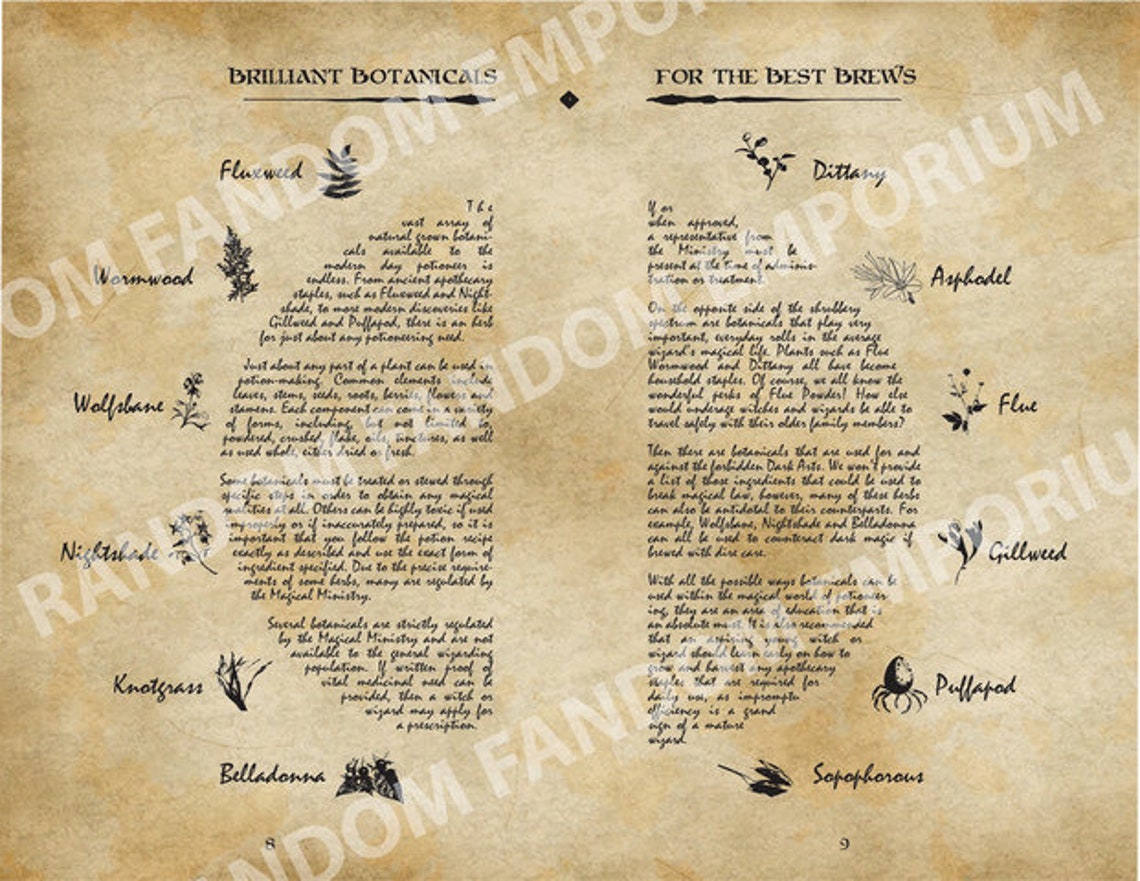 12 24 Pages Printable Magic Potion Book Loose Pages Magical - Etsy Canada