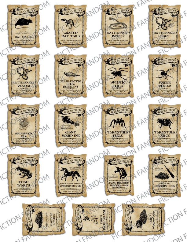 19 Printable Magic Potion Labels Magical Witch & Wizard - Etsy
