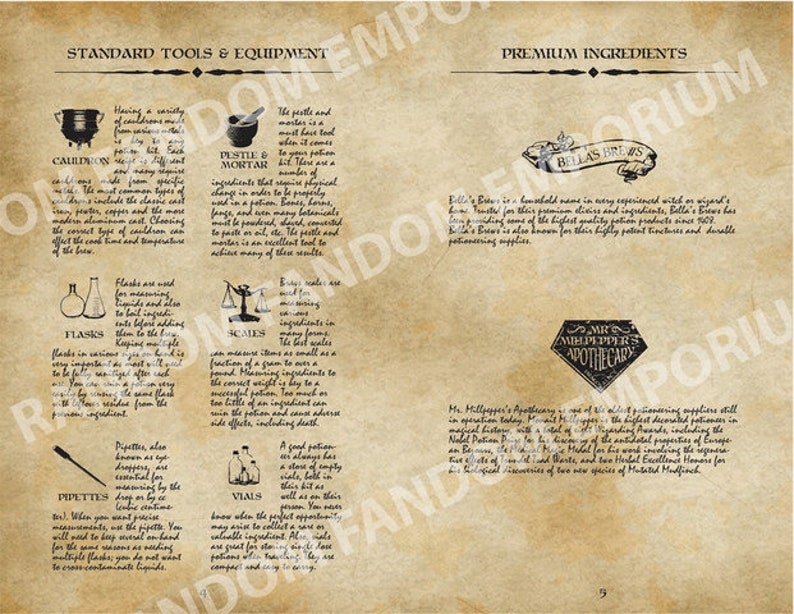 12 24 Pages Printable Magic Potion Book Loose Pages Magical - Etsy