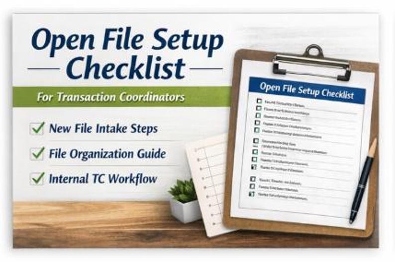Open File Setup Checklist for Transaction Coordinators | Real Estate TC ...