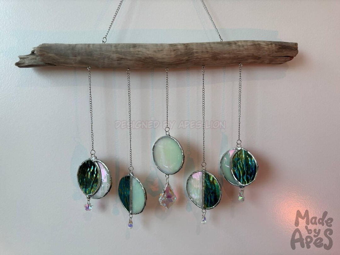 Vitral fase da lua no rio Tâmisa madeira à deriva - Etsy Portugal