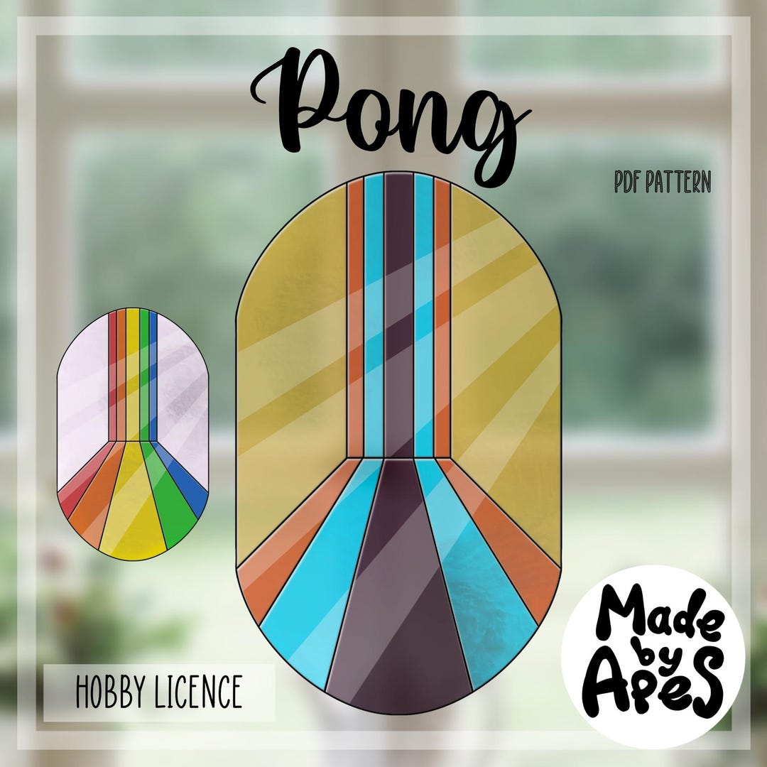 Pong - Retro Arcade Glass Pattern - PDF, Suncatcher, Printable, DIY ...