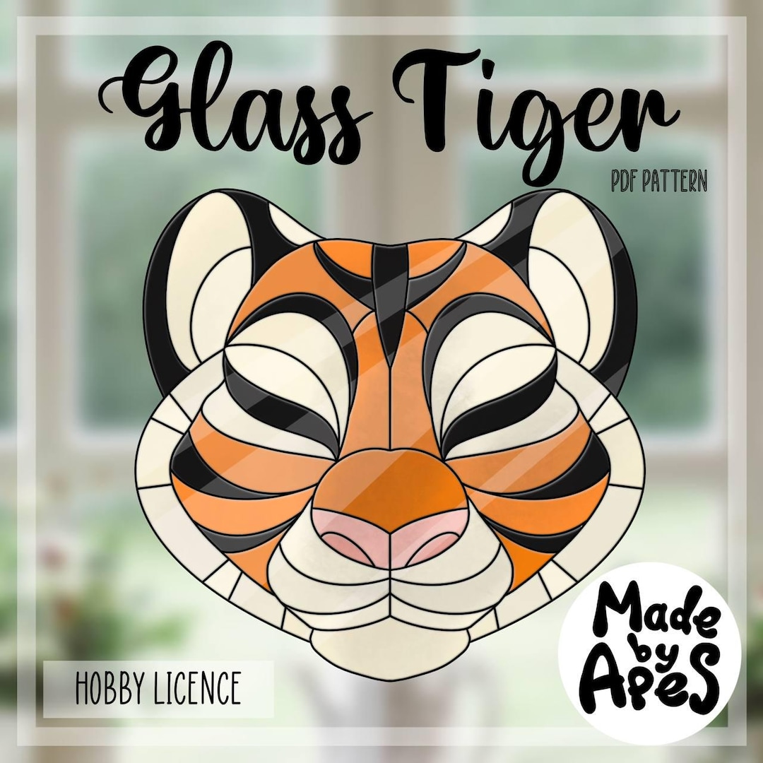 Glass Tiger Stained Glass Pattern - PDF, Suncatcher, Printable, DIY ...