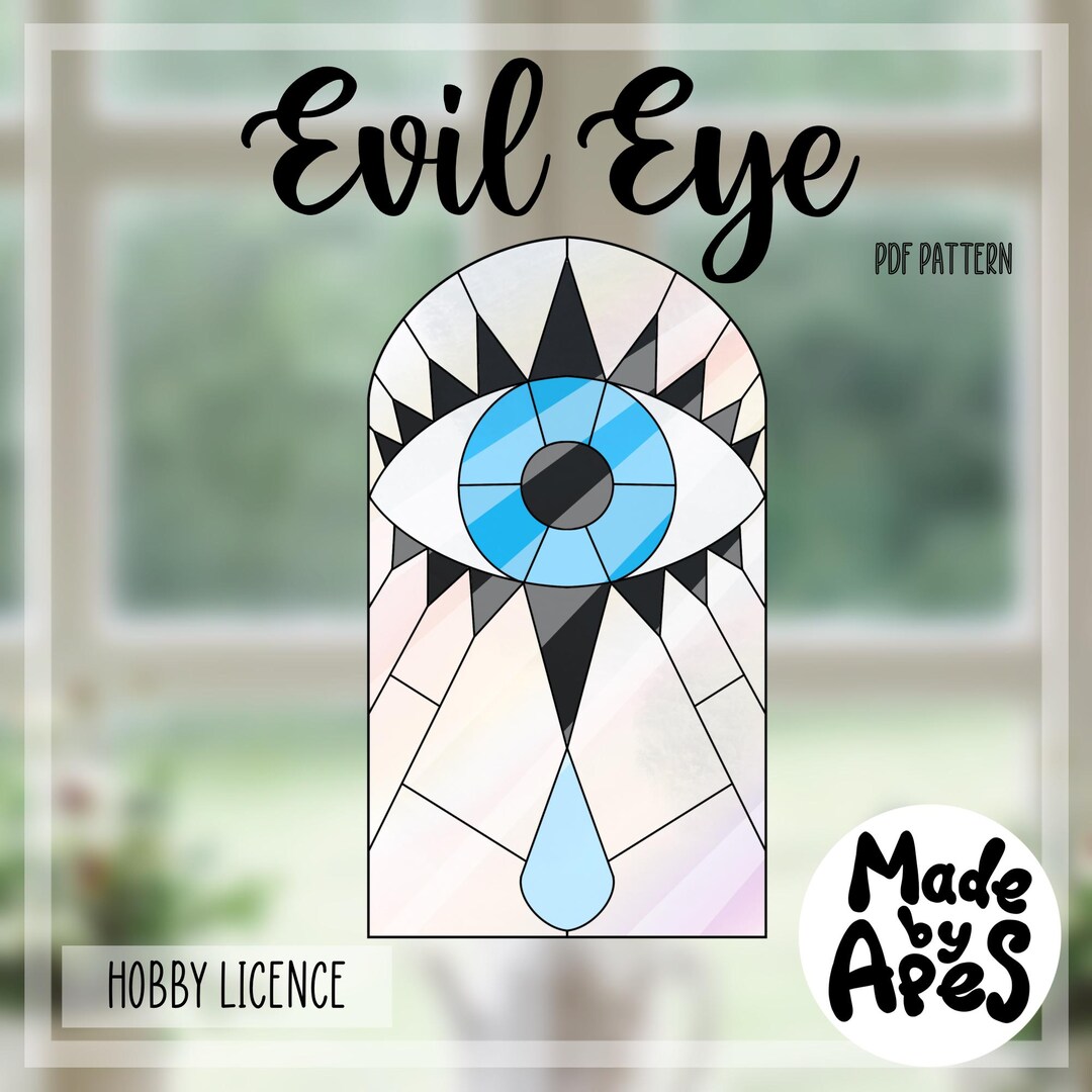 Evil Eye Window Glass Pattern - PDF, Suncatcher, Printable, DIY Stained ...