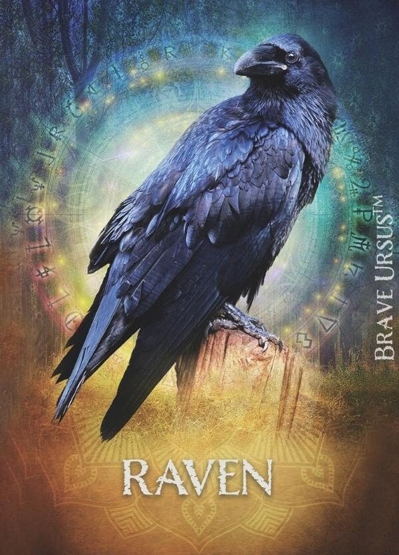 Raven Spirit Animal Altar & Prayer Card 5x7 by Bernadette King - Etsy