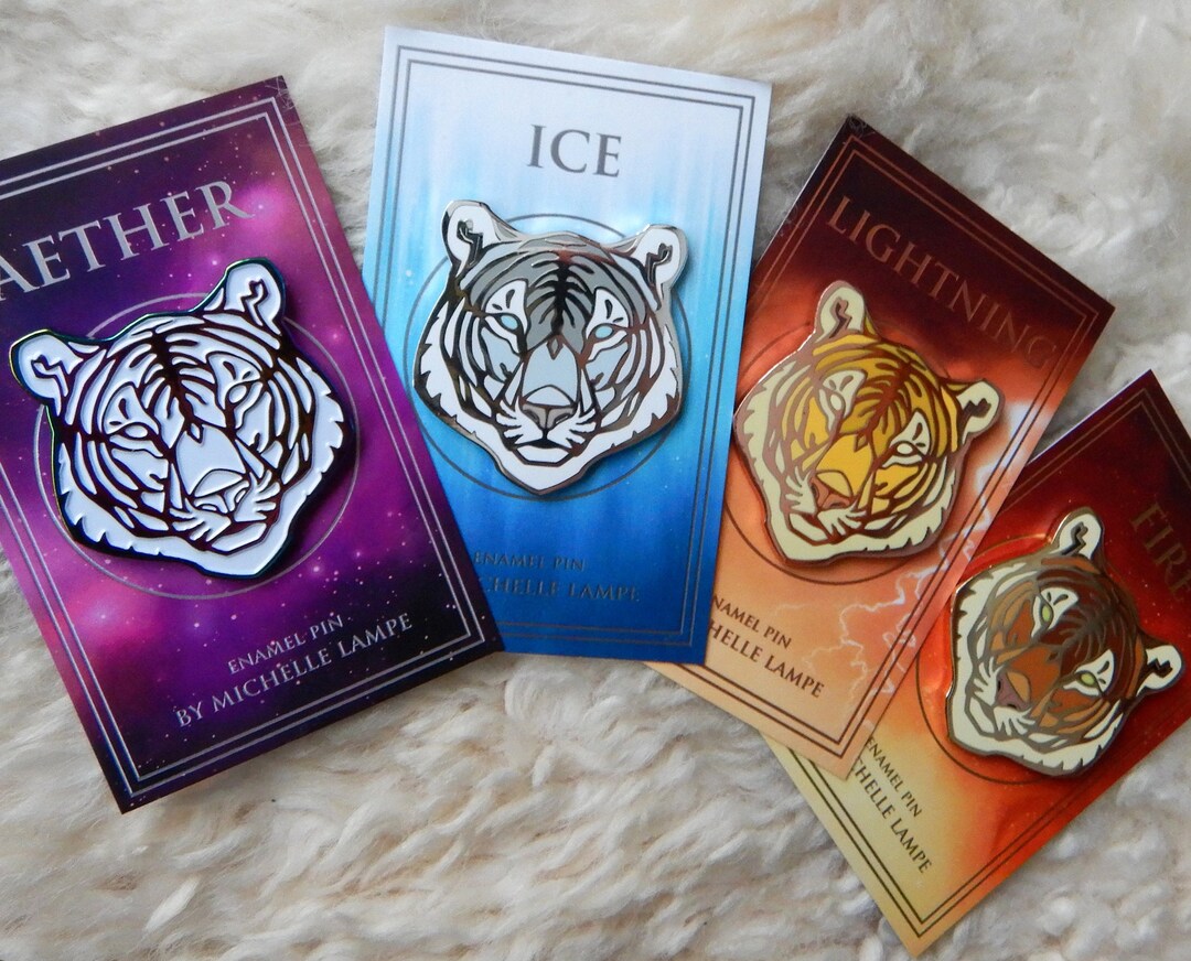 Full Set of 4 Tiger Pins / Tiger Head / Hard Enamel Pin / Lapel Pin ...